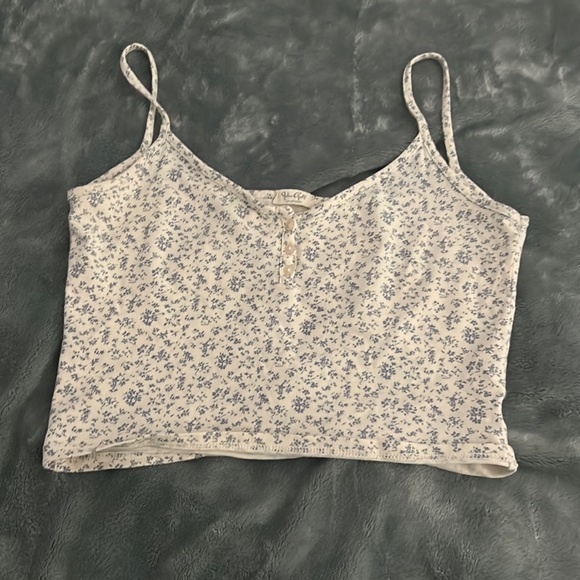 Brandy Melville | Tops | Brandy Blue White Floral Tank | Poshmark
